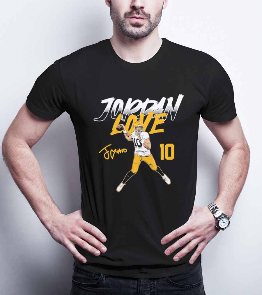 Jordan Love 10 Quarterback Action Pass Signature T-Shirt