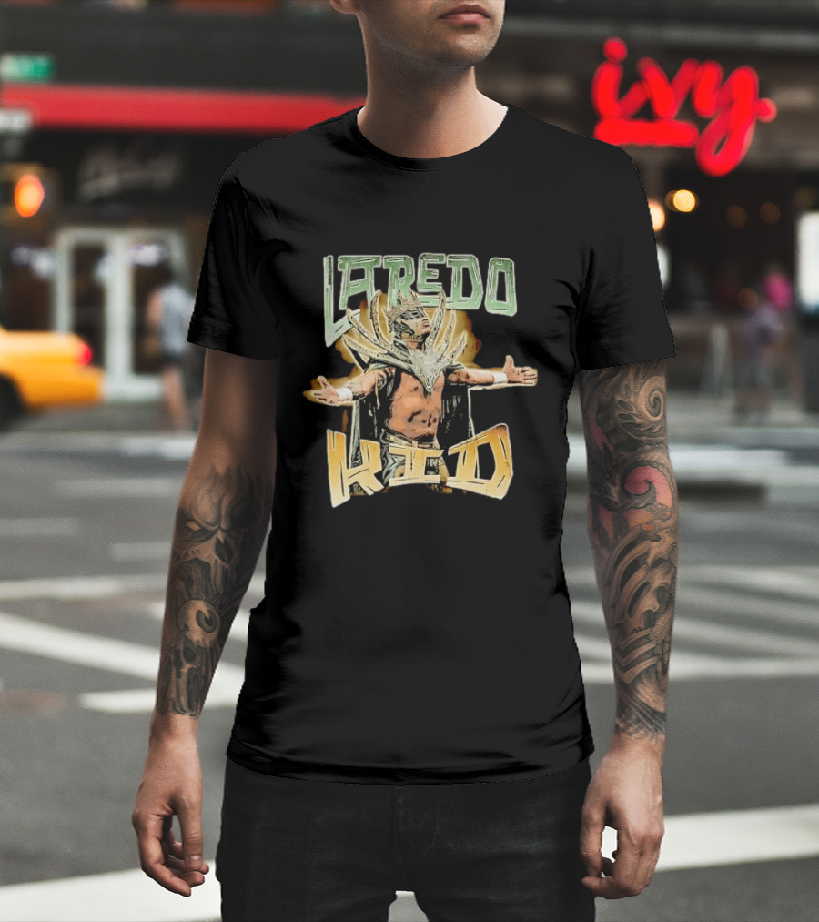 Laredo Kid Masked Luchador Arms Outstretched Distressed Luchador Champion T-Shirt
