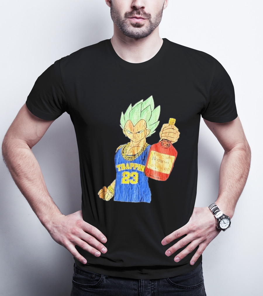 Hennessy Trappin 23 Anime Warrior Graphic Holding Bottle T-Shirt