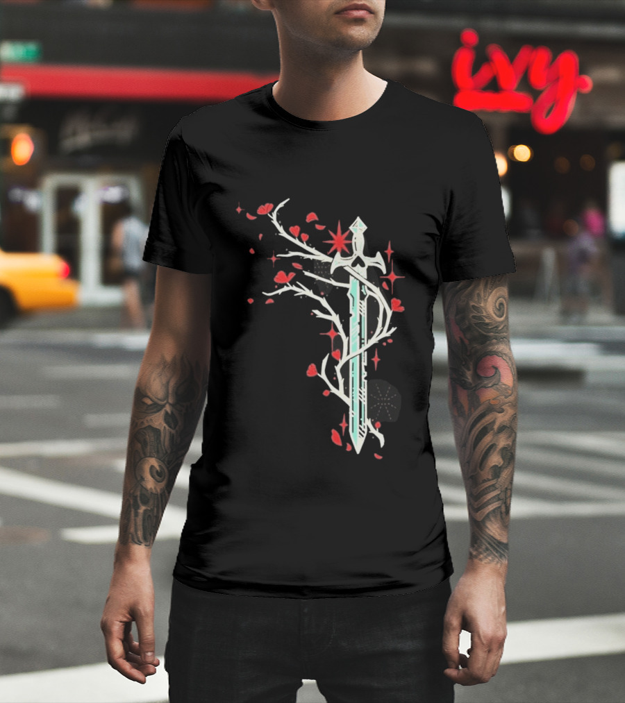 Lifesteal Sword With Red Petals Survival Gaming T-Shirt
