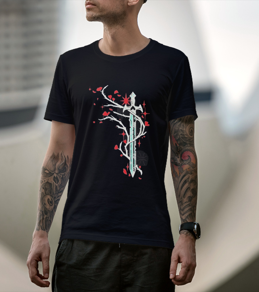 Lifesteal Sword With Red Petals Survival Gaming T-Shirt