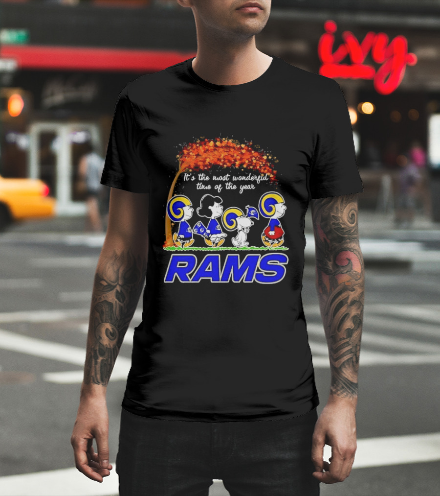 Los Angeles Rams It's The Most Wonderful Time Of Year Charlie Brown Snoopy Peanuts Football Fall T-Shirt