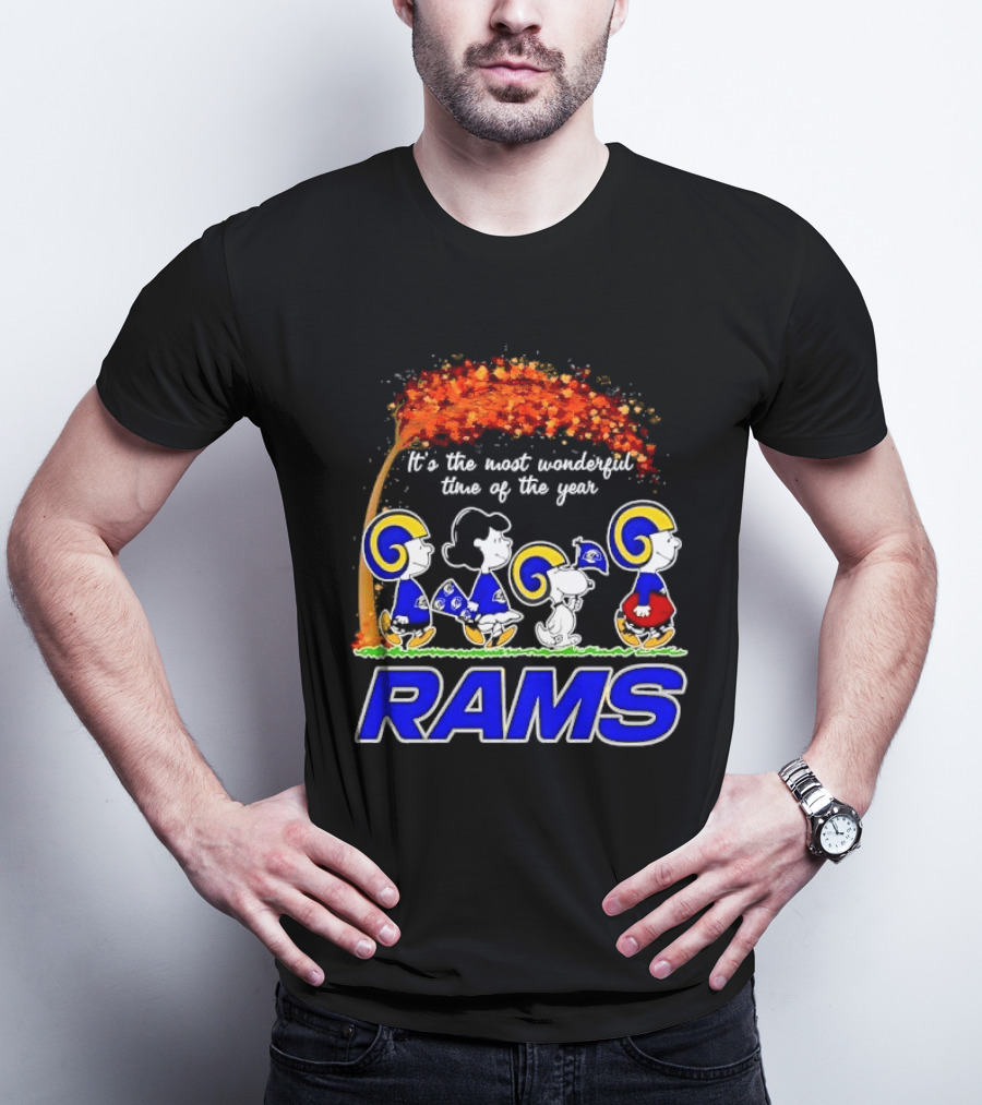 Los Angeles Rams It's The Most Wonderful Time Of Year Charlie Brown Snoopy Peanuts Football Fall T-Shirt