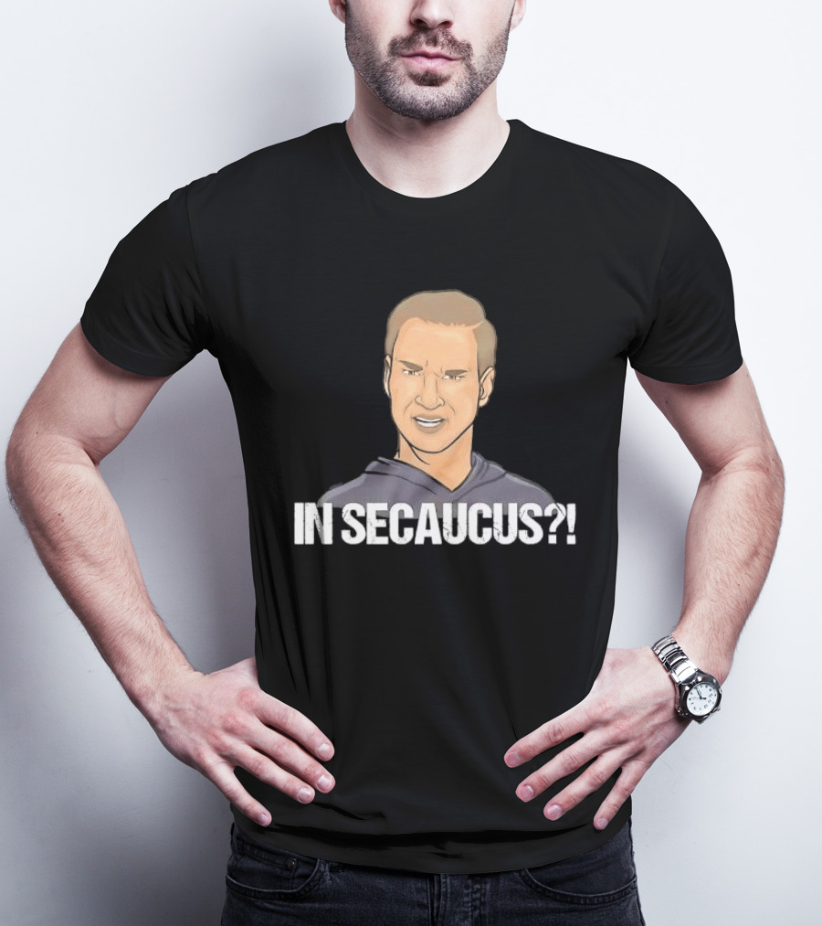 In Secaucus Cartoon Caricature Grimacing Man Face Expression T-Shirt