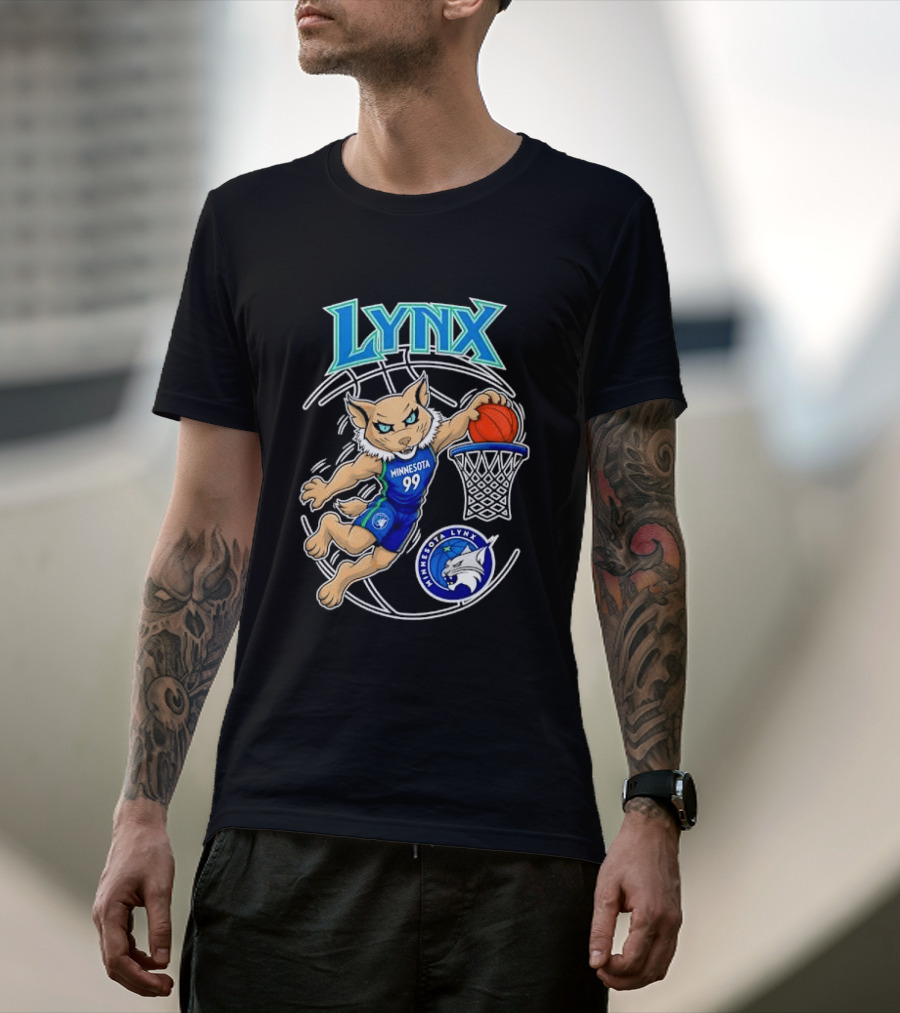 Minnesota Lynx 99 Cartoon Dunking Basketball Player T-Shirt