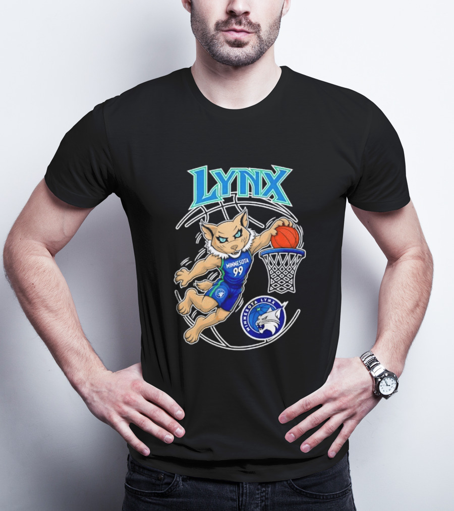Minnesota Lynx 99 Cartoon Dunking Basketball Player T-Shirt