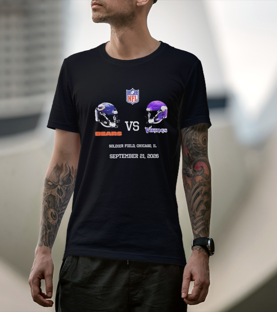 NFL Bears VS Vikings Soldier Field Chicago IL September 21 2026 T-Shirt