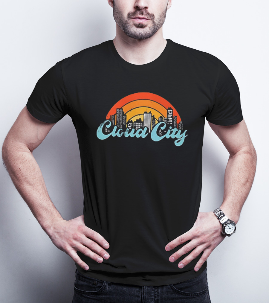 Cloud City Ganja White Night Skyline Retro Vibes T-Shirt