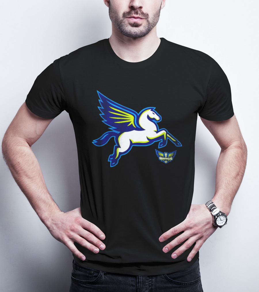 Dallas Wings Pegasus Bold Icon Blue Green T-Shirt