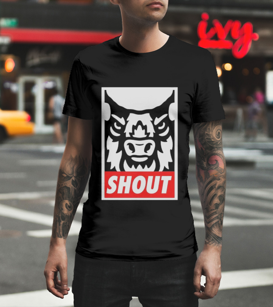 Shout Buffalo Bison Stylized Face T-Shirt