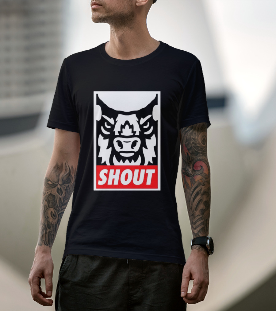 Shout Buffalo Bison Stylized Face T-Shirt