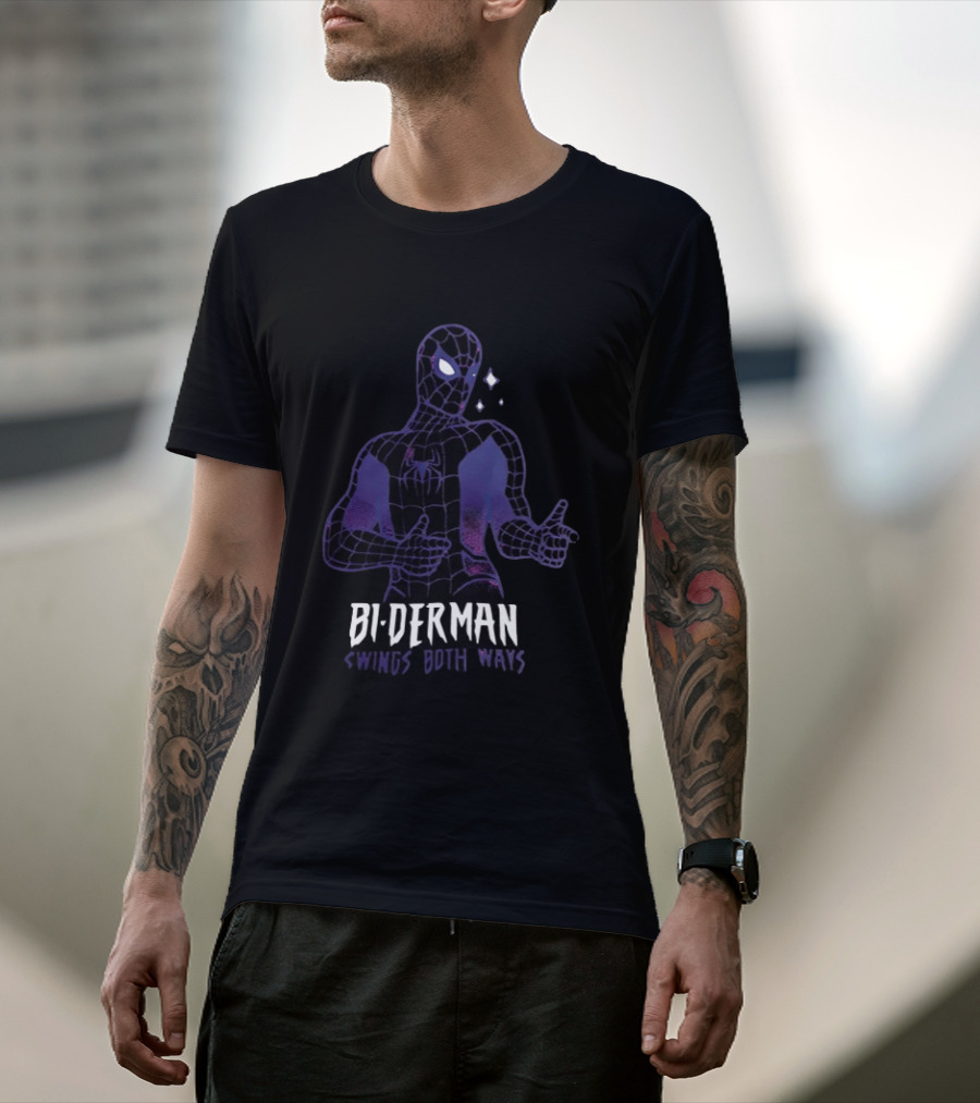 Bi Derman Swings Both Ways Spider Man T-Shirt