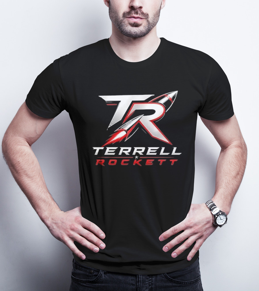 Terrell Rockett Silver Metallic Monogram TR Rocket Terrell Rockett T-Shirt