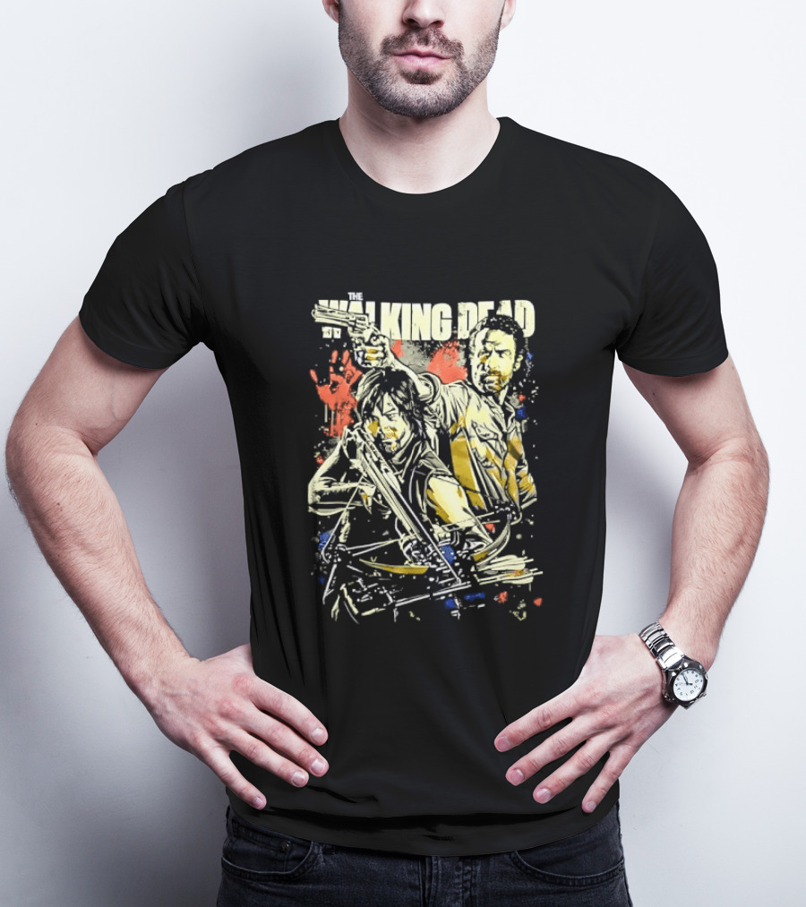 The Walking Dead Rick Grimes Daryl Dixon Crossbow T-Shirt