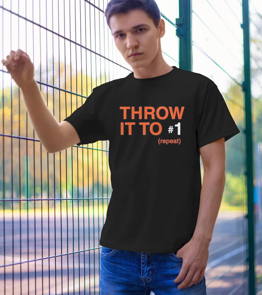 Throw It To Number 1 Repeat Orange White Black T-Shirt