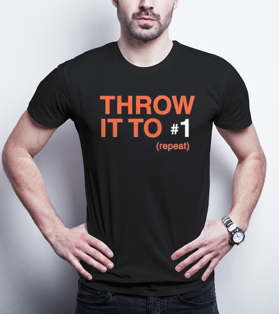 Throw It To Number 1 Repeat Orange White Black T-Shirt