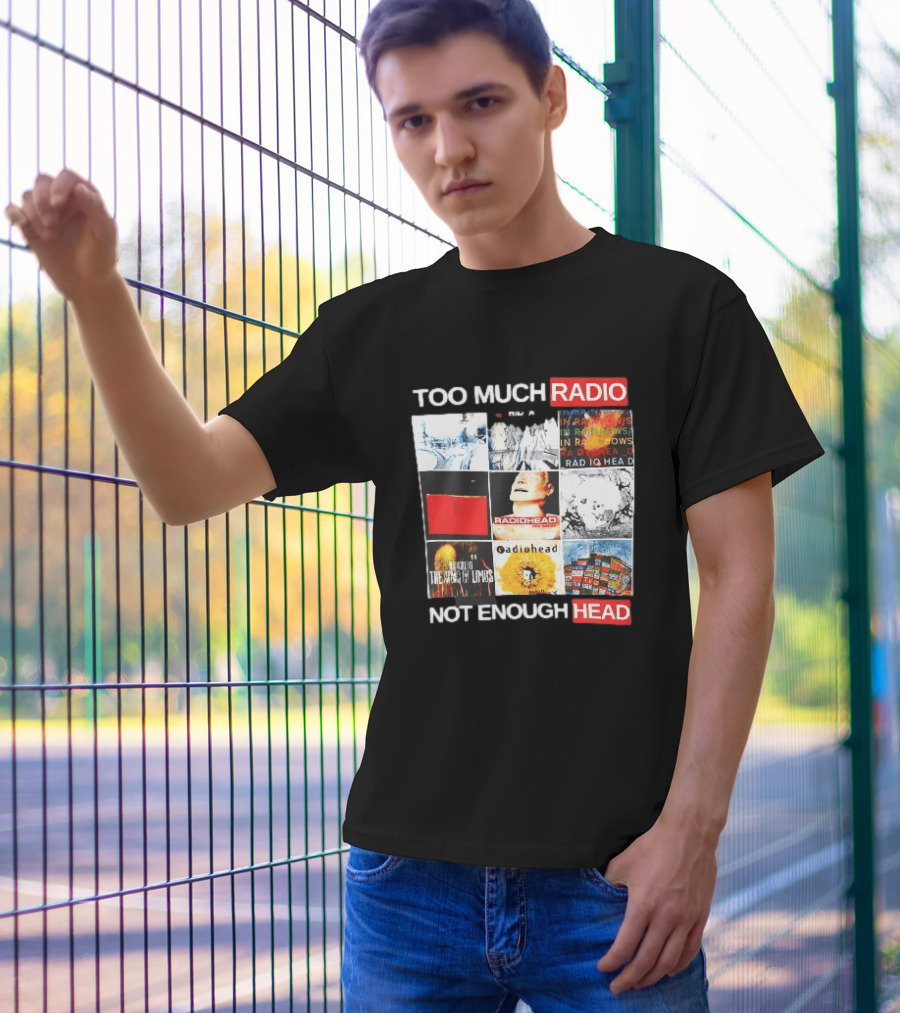 Too Much Radio Not Enough Head Radiohead Album Cover Collage T-Shirt