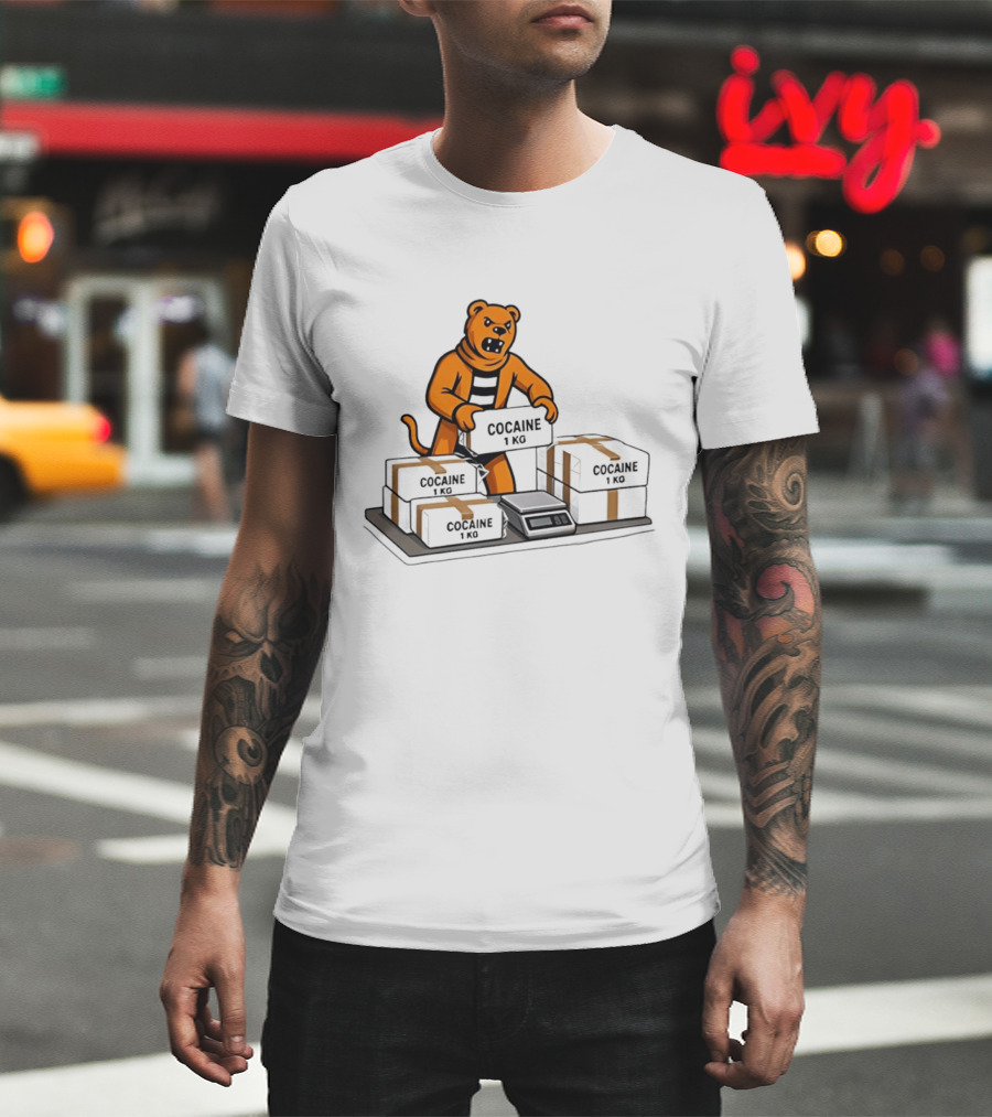Cocaine 1 Kg Cartoon Orange Tiger Packages Scale T-Shirt
