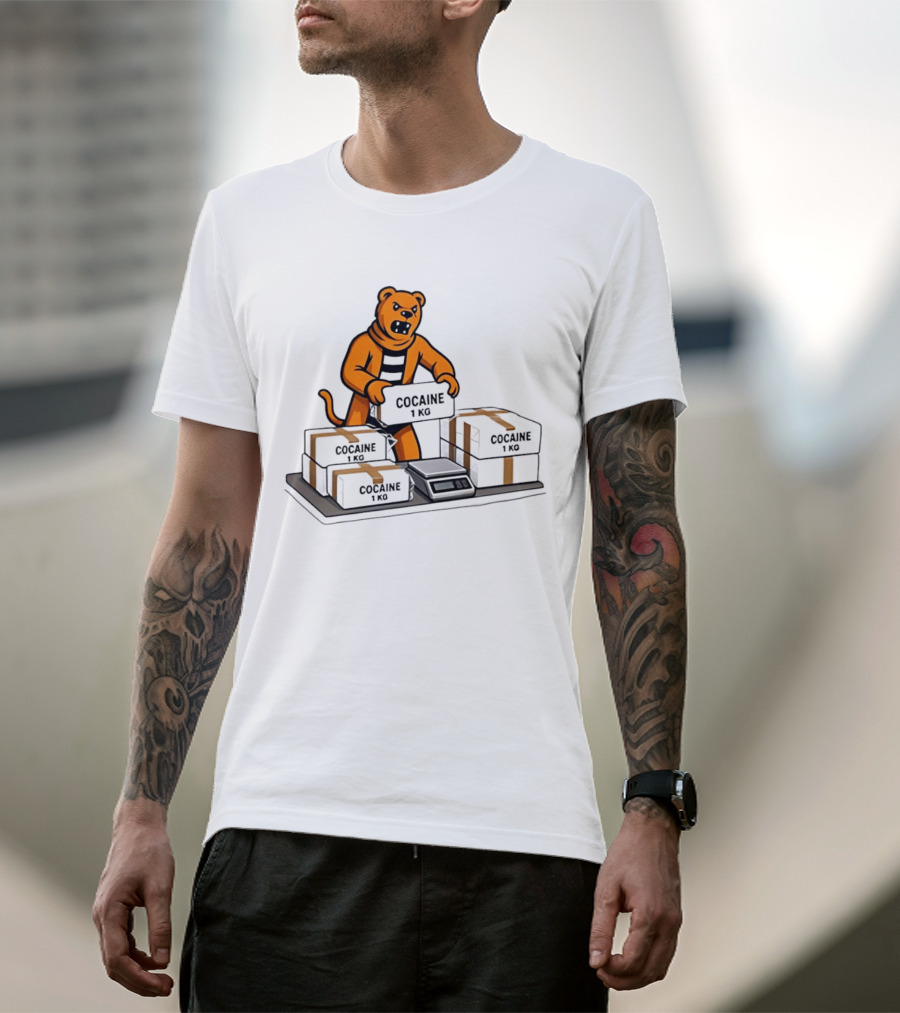 Cocaine 1 Kg Cartoon Orange Tiger Packages Scale T-Shirt