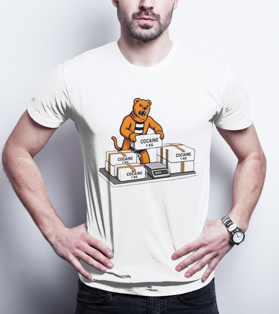 Cocaine 1 Kg Cartoon Orange Tiger Packages Scale T-Shirt