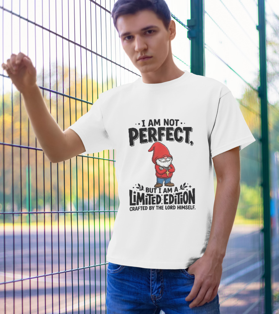 I Am Not Perfect But I Am A Limited Edition Crafted By The Lord Himself Gnome Red T-Shirt