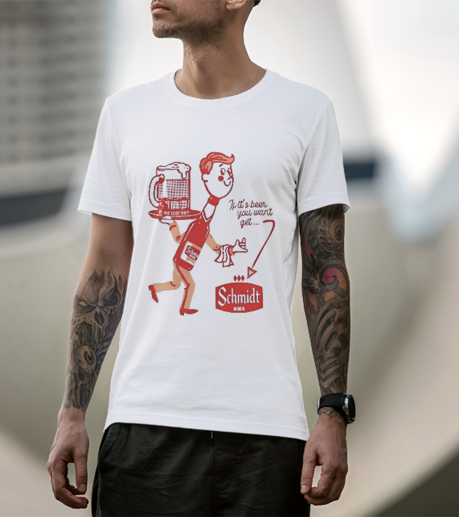 Schmidt Beer Retro Cartoon Character With T-Shirt