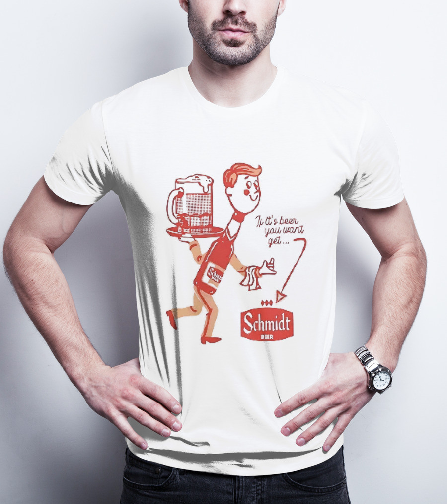 Schmidt Beer Retro Cartoon Character With T-Shirt