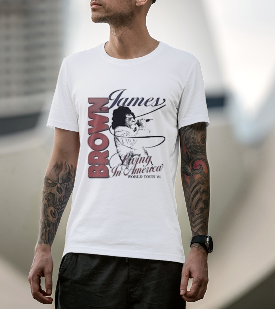 James Brown Living In America World Tour 1980s Retro Music Legend T-Shirt