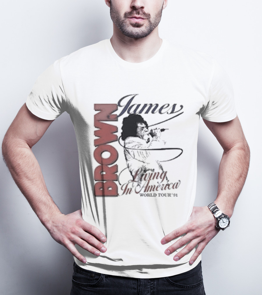James Brown Living In America World Tour 1980s Retro Music Legend T-Shirt