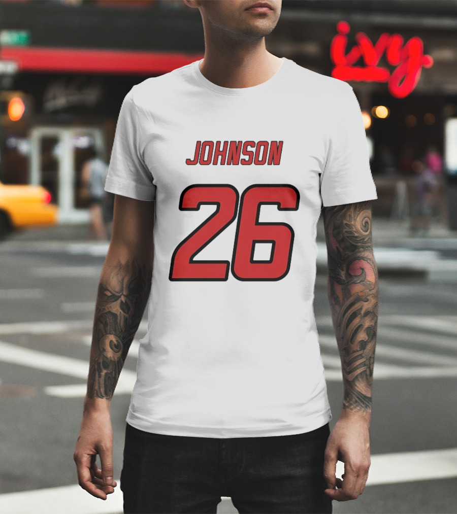 Johnson 26 Red Athletic Jersey Number Sports T-Shirt