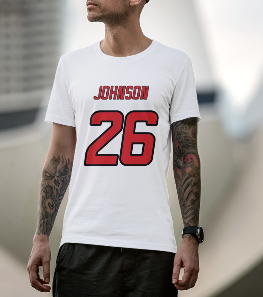 Johnson 26 Red Athletic Jersey Number Sports T-Shirt