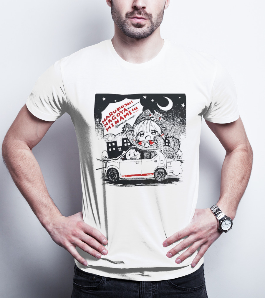 Marukoshi Nagoya Minami Kanakoji Tomori Angry Driver Hatchback Car Manga Style Night Scene T-Shirt