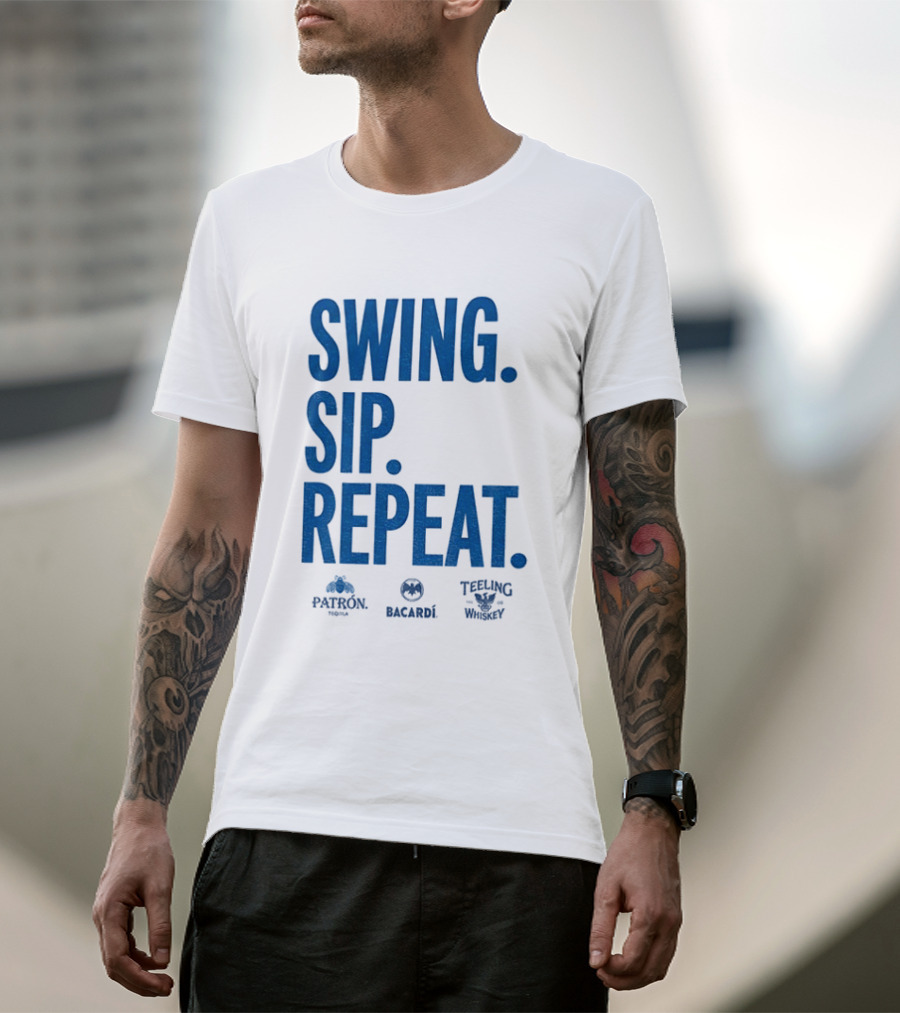 Swing Sip Repeat Patron Bacardi Teeling Whiskey T-Shirt