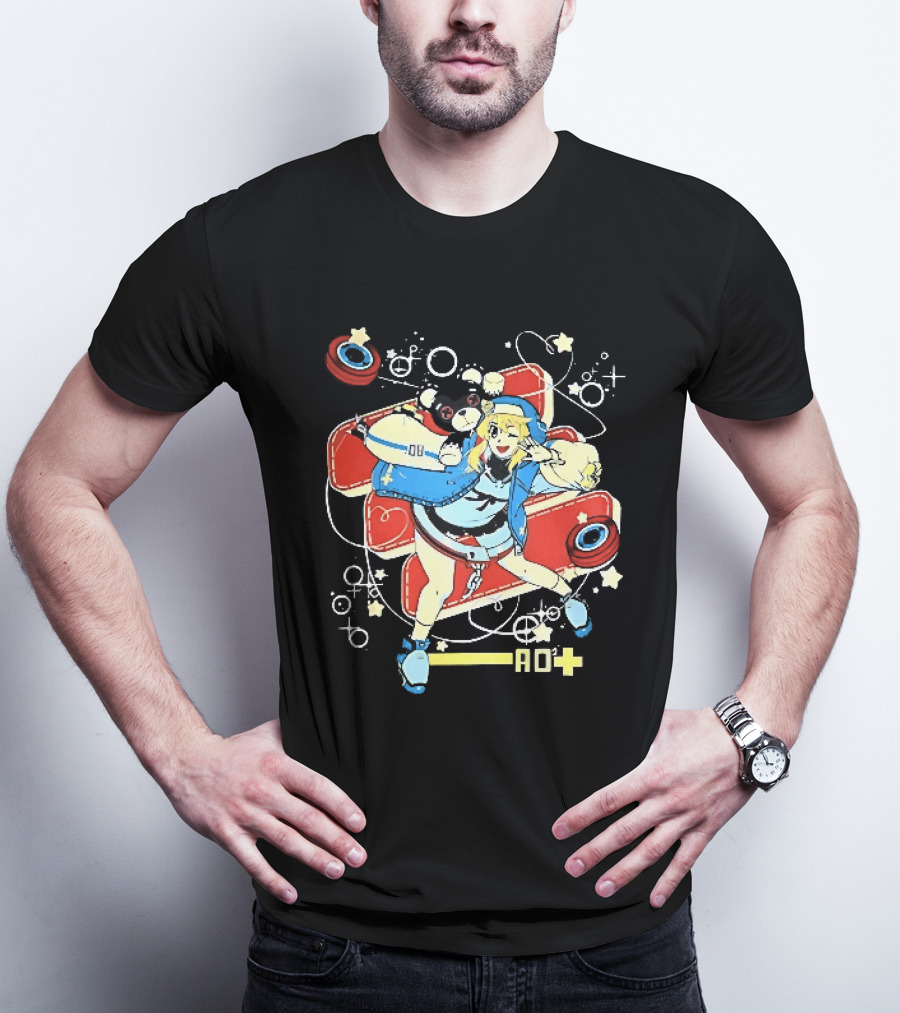 Ao2 Plus Anime Girl And Black Bear With Yoyo And Playful T-Shirt