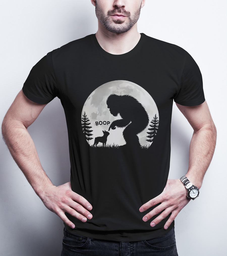 Bigfoot Boop Moonlight Boston Terrier T-Shirt