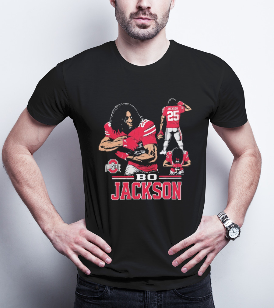 Bo Jackson Ohio State Buckeyes Number 25 Collage Red Jersey T-Shirt