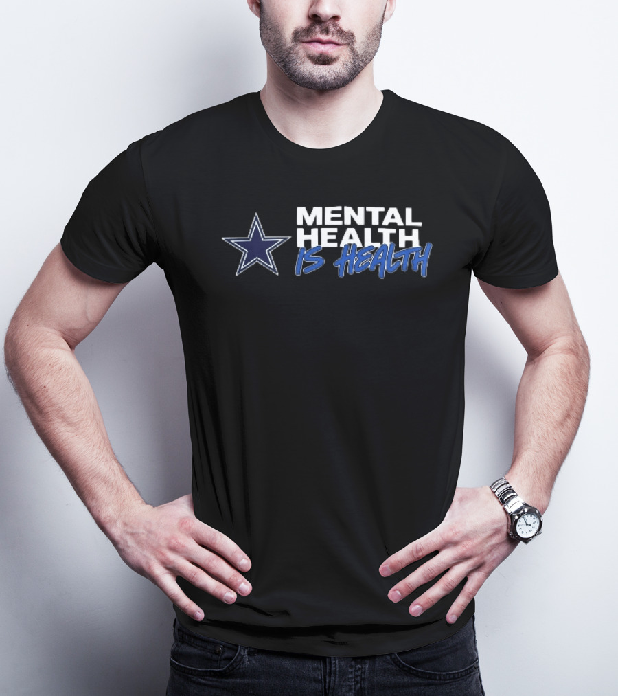Dallas Cowboys Mental Health Is Health Navy Blue Star T-Shirt