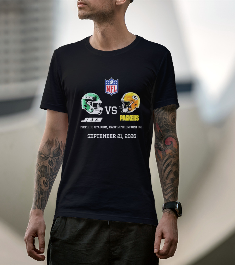 Green Bay Packers Vs New York Jets MetLife Stadium September 21 2026 NFL Matchup T-Shirt