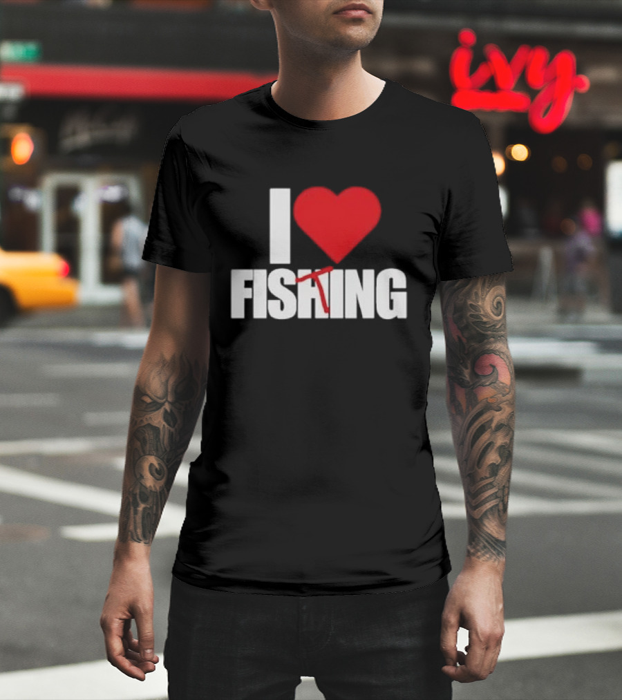 I Heart Fishing With Rod And Hook T-Shirt