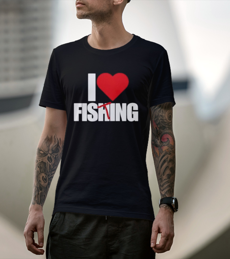 I Heart Fishing With Rod And Hook T-Shirt