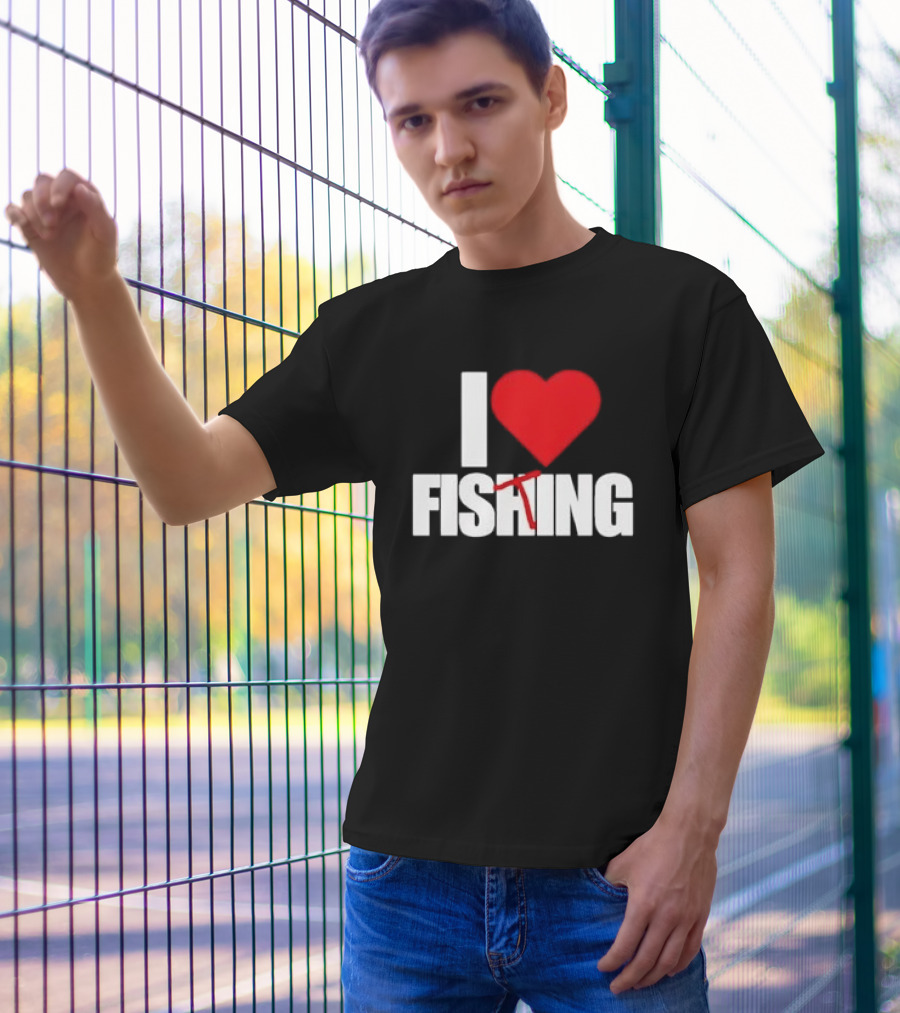 I Heart Fishing With Rod And Hook T-Shirt