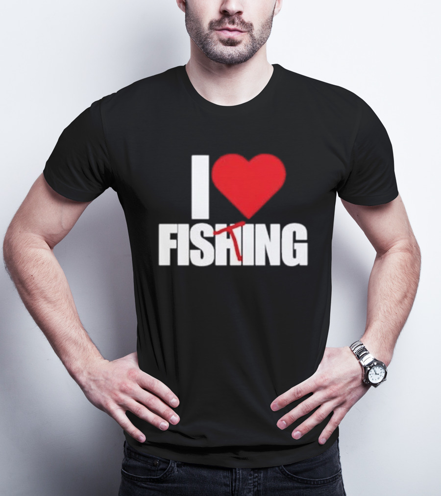 I Heart Fishing With Rod And Hook T-Shirt