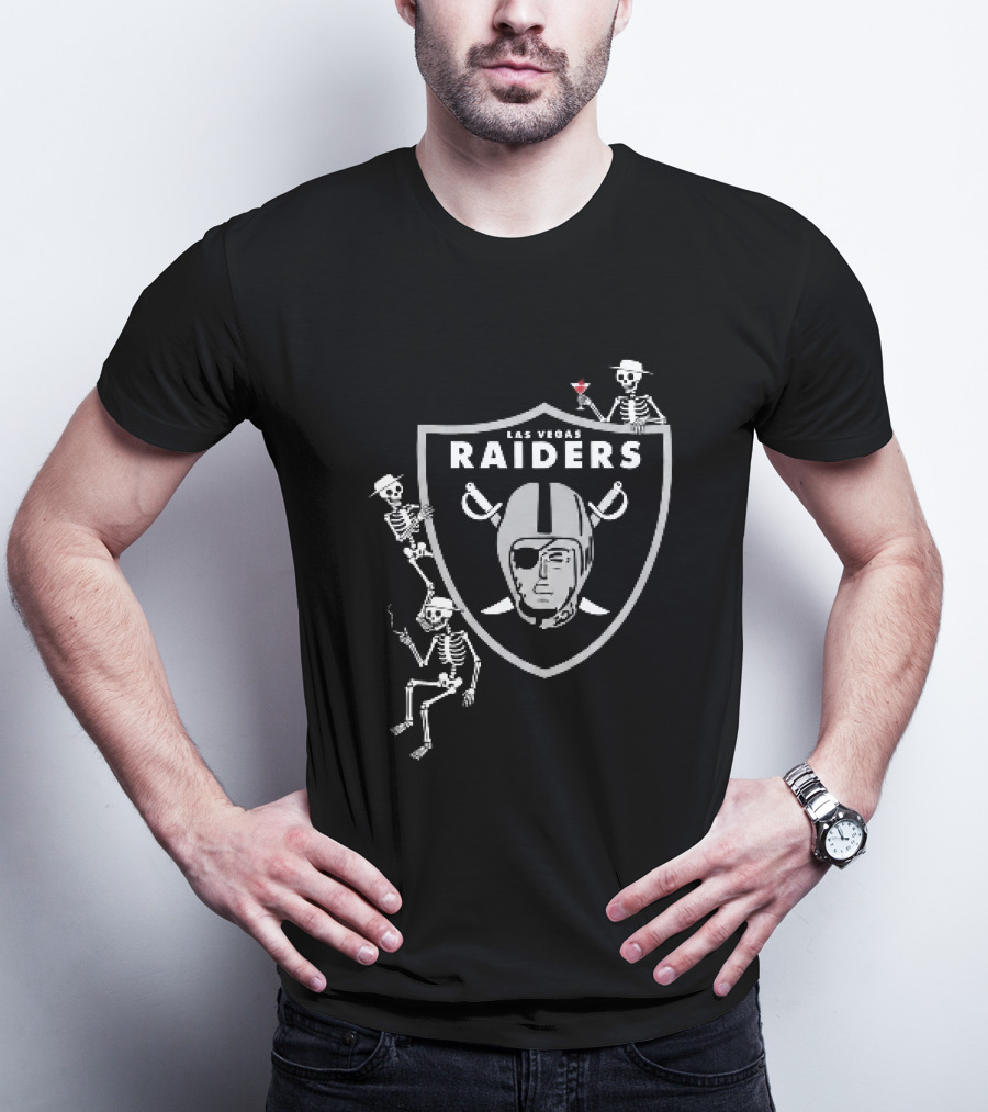 Las Vegas Raiders Skeletons Martini Cigarette Hats NFL T-Shirt