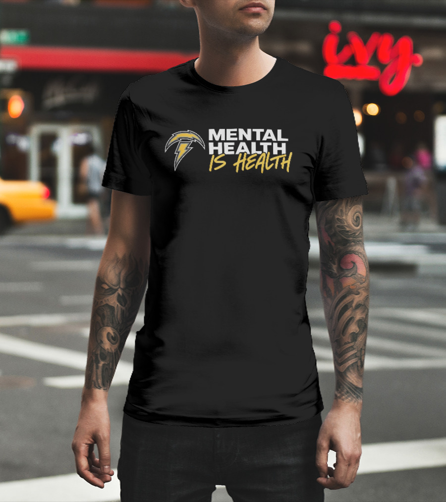 Los Angeles Chargers Mental Health Is Health Lightning Bolt T-Shirt
