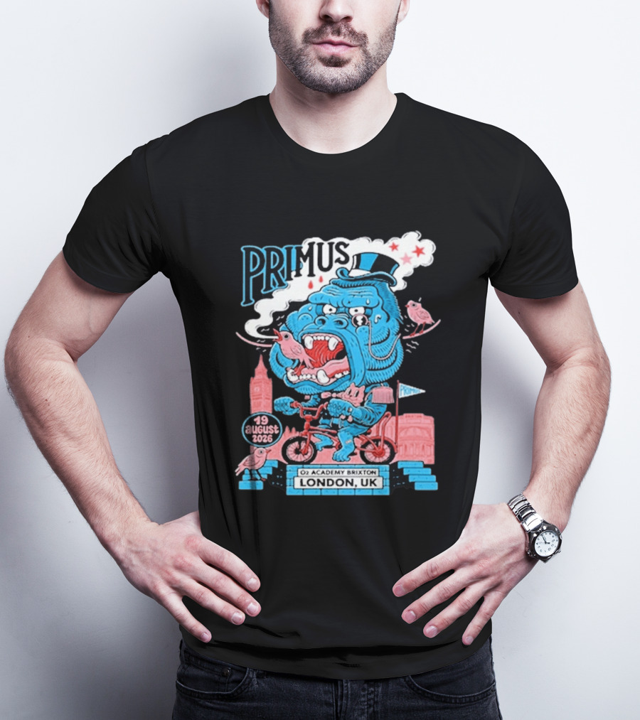 Primus 19 August 2026 O2 Academy Brixton London UK Blue Monster T-Shirt