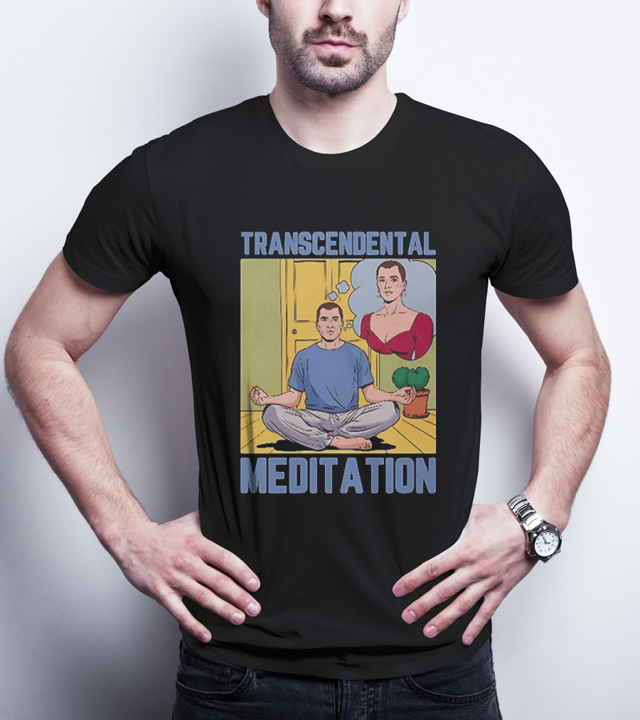 Transcendental Meditation Retro Comic Style Man Meditating Thought Bubble T-Shirt