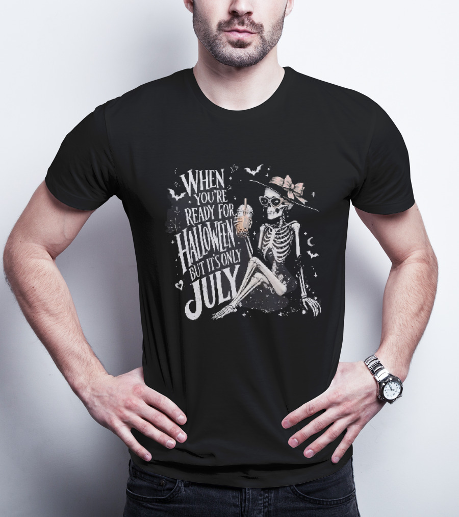 When You're Ready For Halloween But Its Only July Skeleton Witch Retro Aesthetic T-Shirt