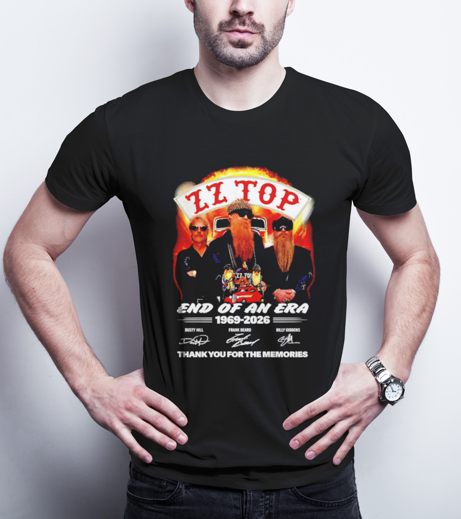 ZZ Top End Of An Era 1969 2026 Dusty Hill Frank Beard Billy Gibbons Thank You For The Memories T-Shirt