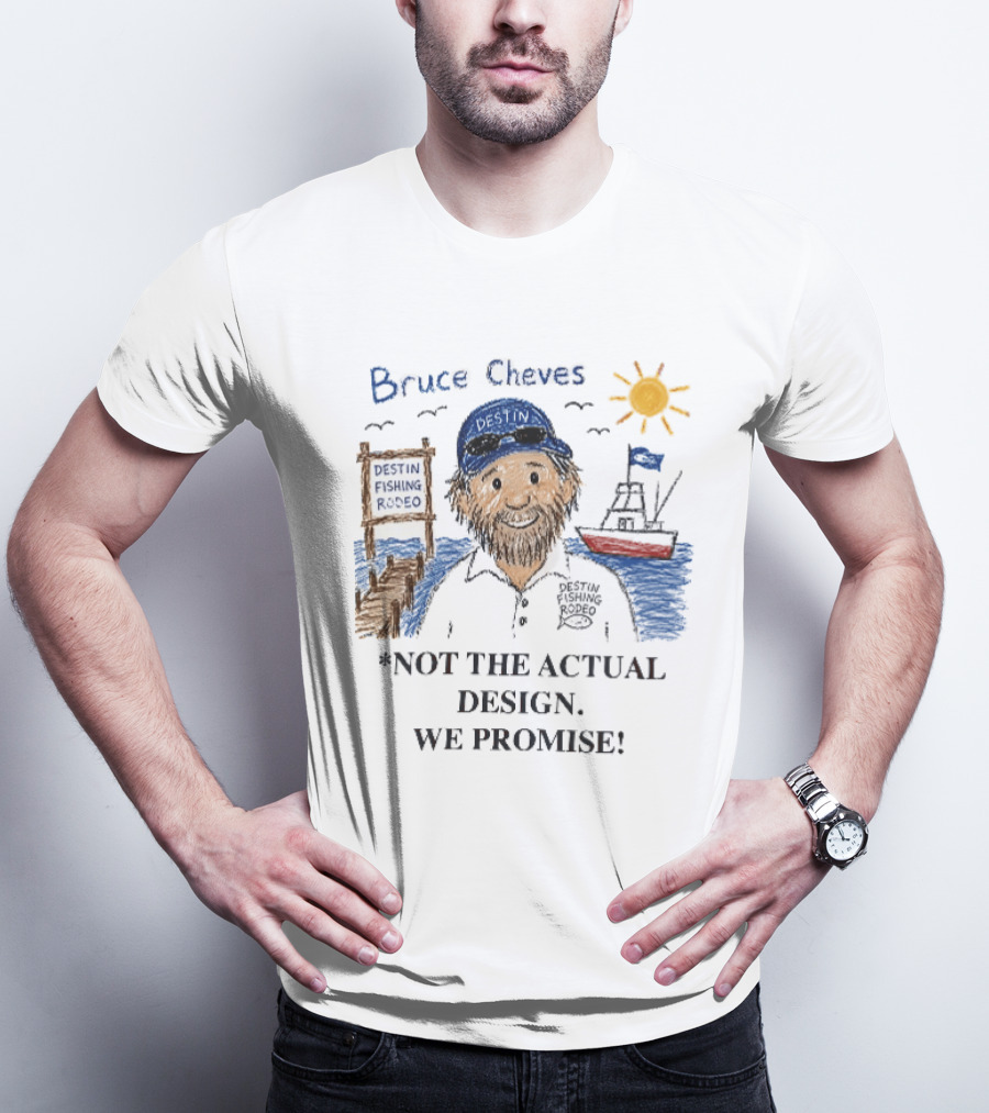 Destin Fishing Rodeo Bruce Cheves Cartoon Caricature Boat Sun Dock T-Shirt