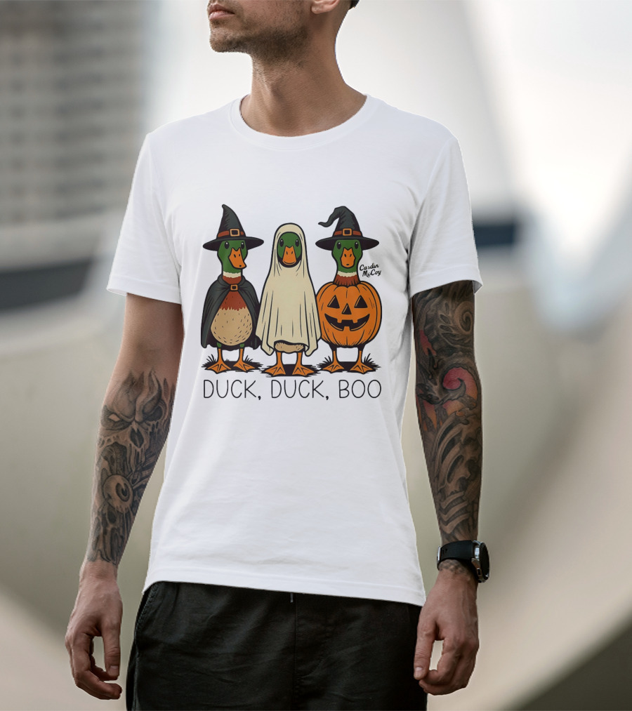 Duck Duck Boo Halloween 2026 Duck Trio In Costumes T-Shirt